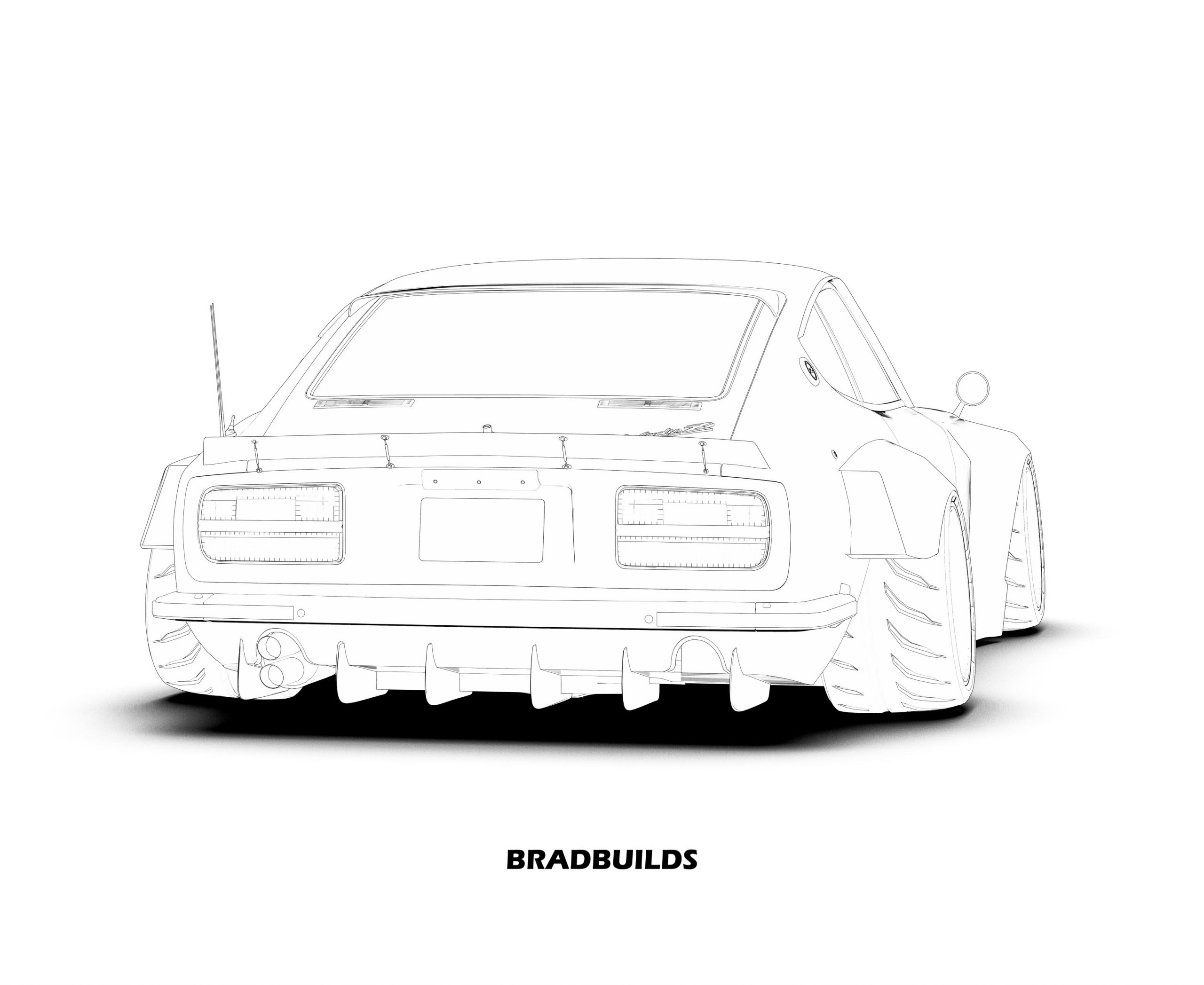 Datsun 510 Drawing Sketch Coloring Page